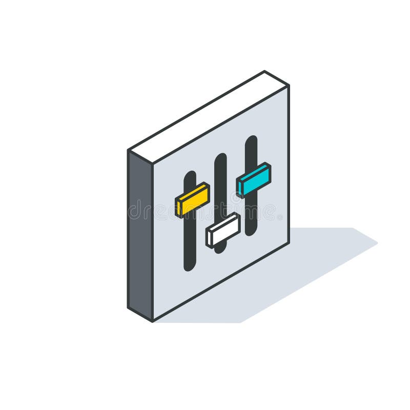 Isometric Icon of Control Panel in Electric Blue on White Background ...