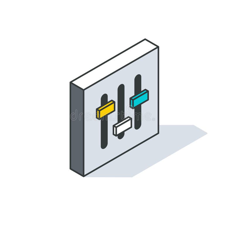 Isometric Icon of Control Panel in Electric Blue on White Background ...
