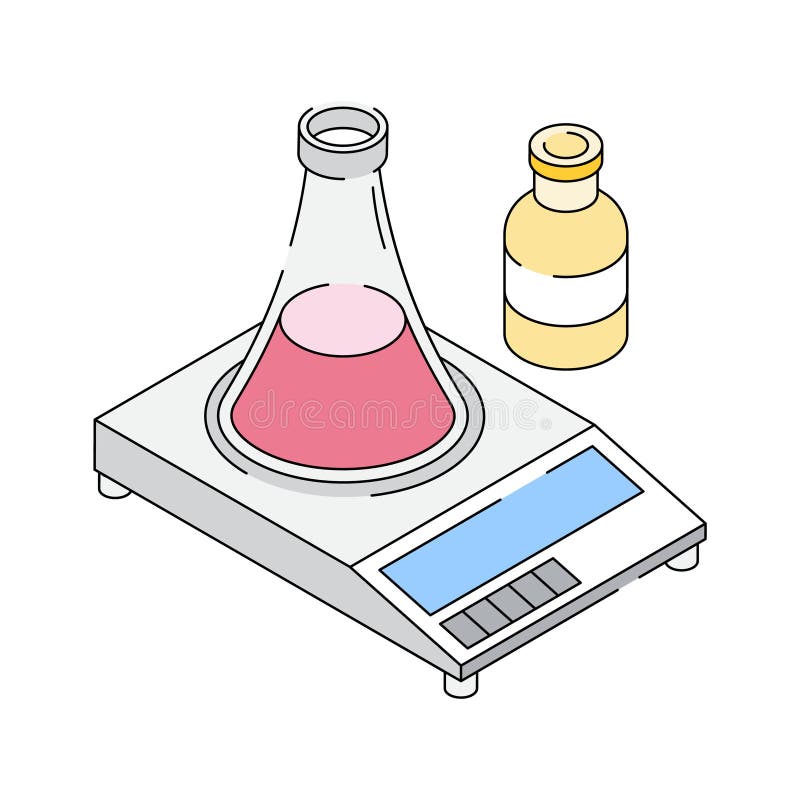 An Isometric Icon Showing Heat Plate with Chemical Beaker on it Stock ...