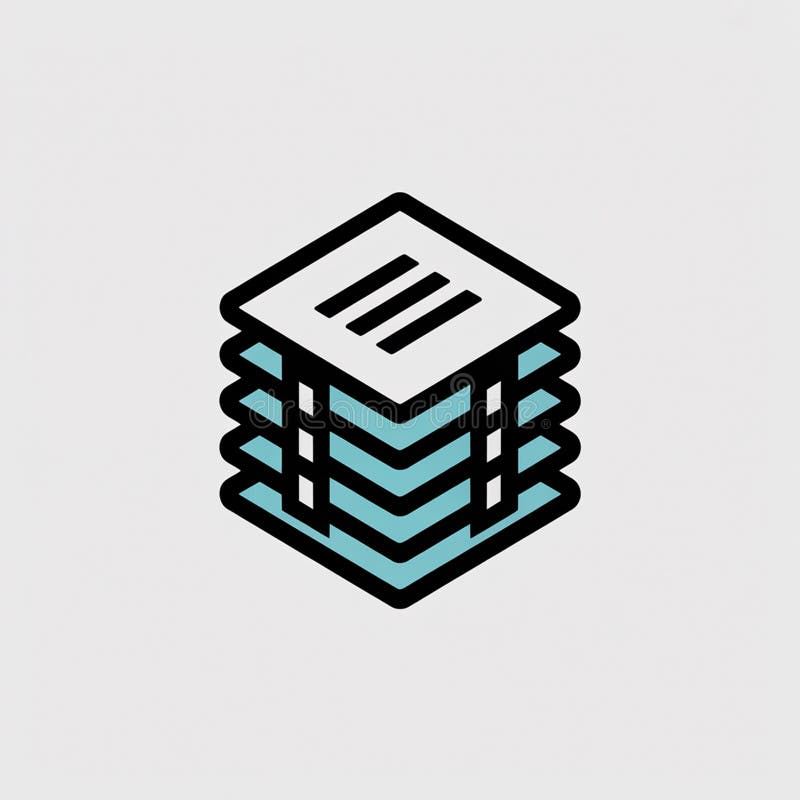 Isometric Icon of a Stack of Light Blue Documents with White Top Sheet ...