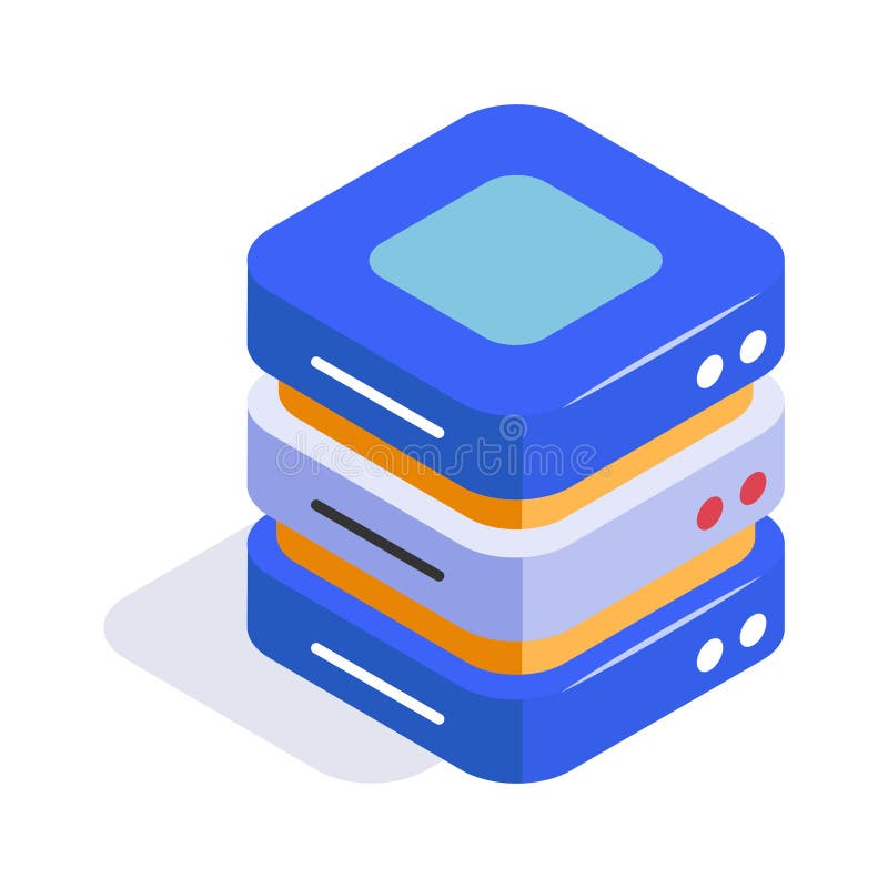 Isometric Icon of Stacked Server Units, Concept Icon of Data Storage ...