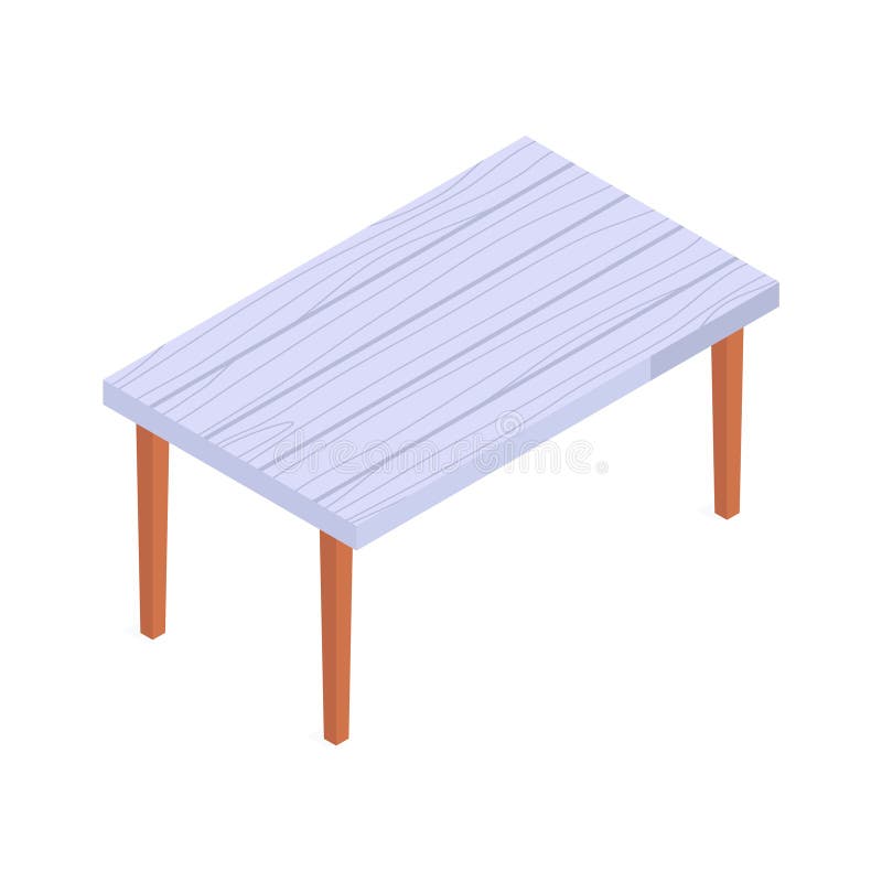 An Isometric Icon of a Wooden Rectangular Table, Ready To Use Vector ...