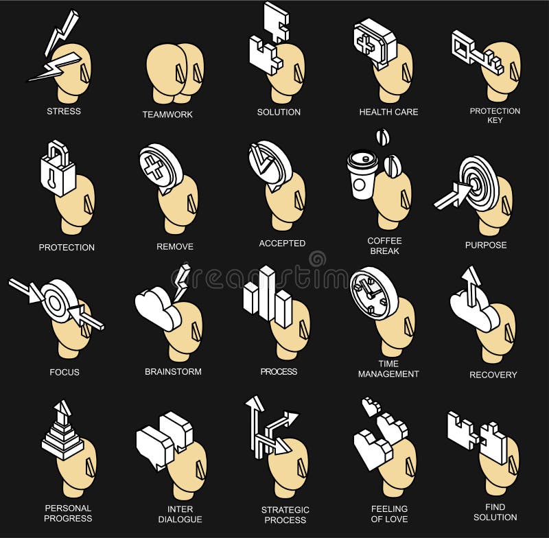 Isometric Icons Collection of Human Brain Process Stock Vector ...