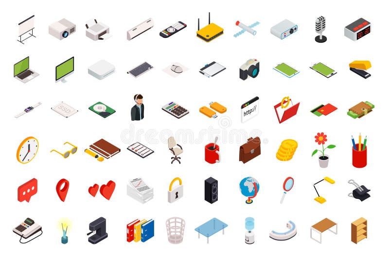 Isometric Icons Computer Technology. Stock Vector - Illustration of ...