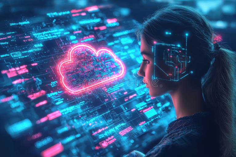 Isometric Illustration of AI Technology and Cloud Computing Visualization Stock Photo - Image of ...