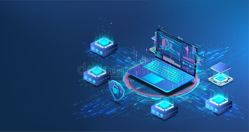 Isometric Illustration Analysis Big Data and Data Stream Stock Vector ...