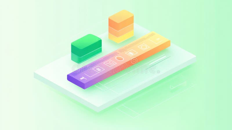 Isometric Illustration of Colorful Data Blocks and Interface Elements ...