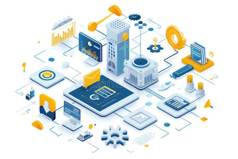 It is an Isometric Illustration of a Computer System Stock Illustration ...