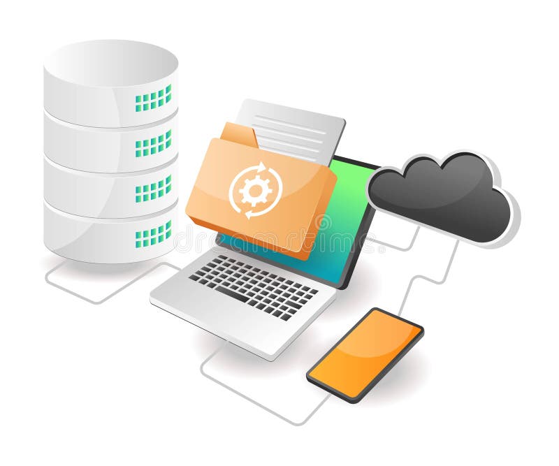 Isometric Illustration Concept. Application Process of Sending Email ...