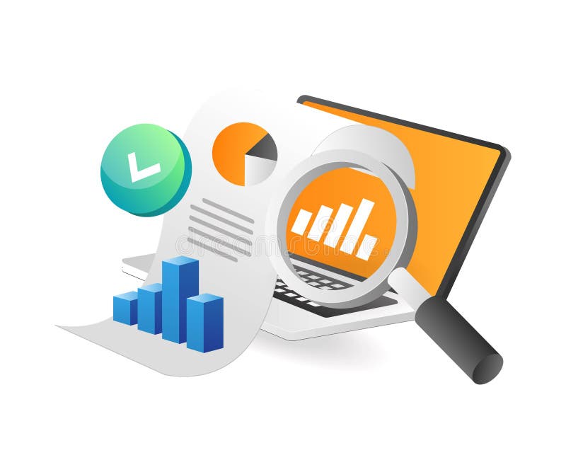 Isometric Illustration Concept. Investment Business Database Analysis ...