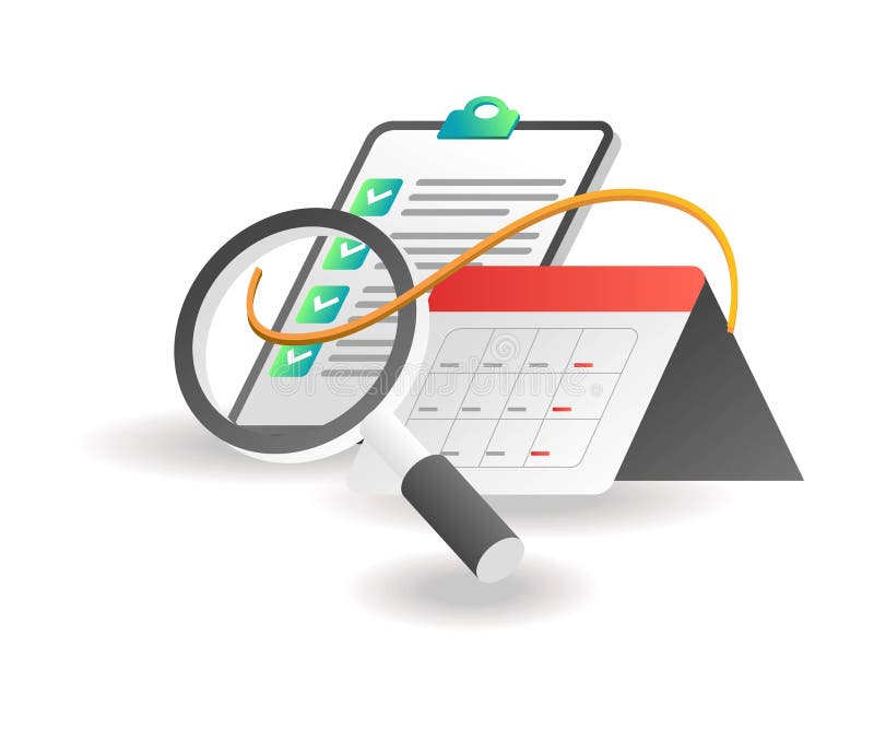 Isometric Illustration Concept. Looking for Business Target Time ...