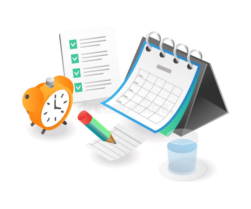 Isometric Illustration Concept. Planned Time Record on Target Stock ...