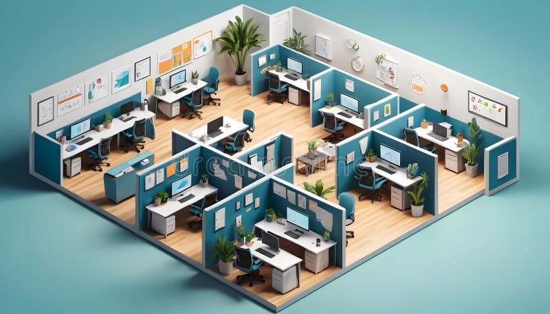 Isometric Illustration of a Creative Workspace Stock Illustration ...