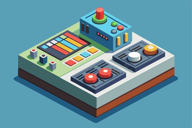 Isometric Illustration of a Customizable Control Panel with Buttons ...