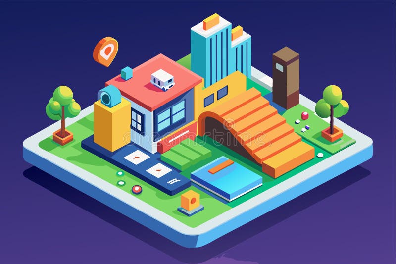 An Isometric Illustration of a Customizable Home Screen Featuring a ...