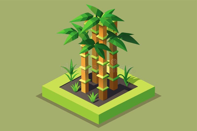 Isometric Illustration of a Customizable Low Poly Palm Tree Against a ...