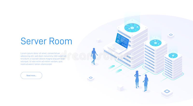 Isometric Illustration of a Data Center Featuring Engineering Machines ...