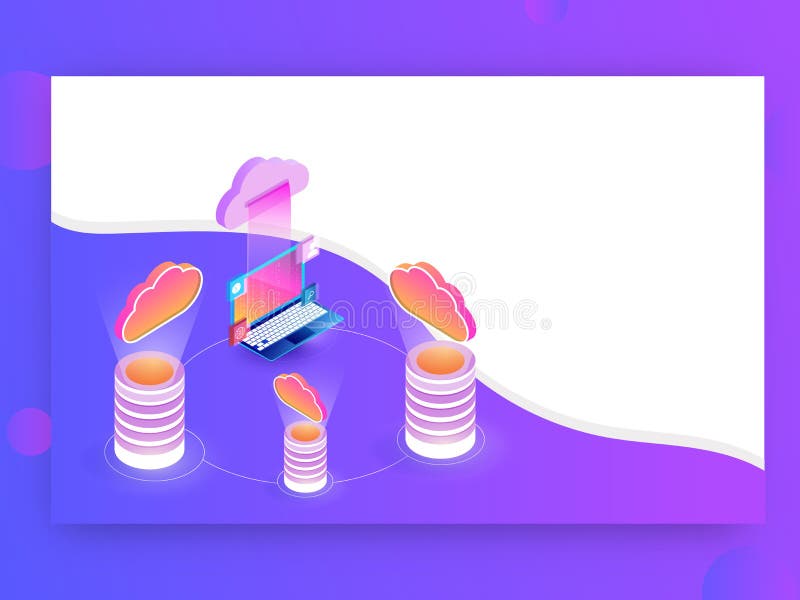 Illustration of Cloud Server Connected To Database, Miniature an Stock ...