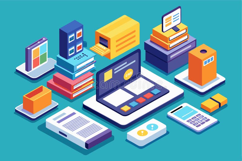 Isometric Illustration Depicting a Collection of Digital Personal Files ...