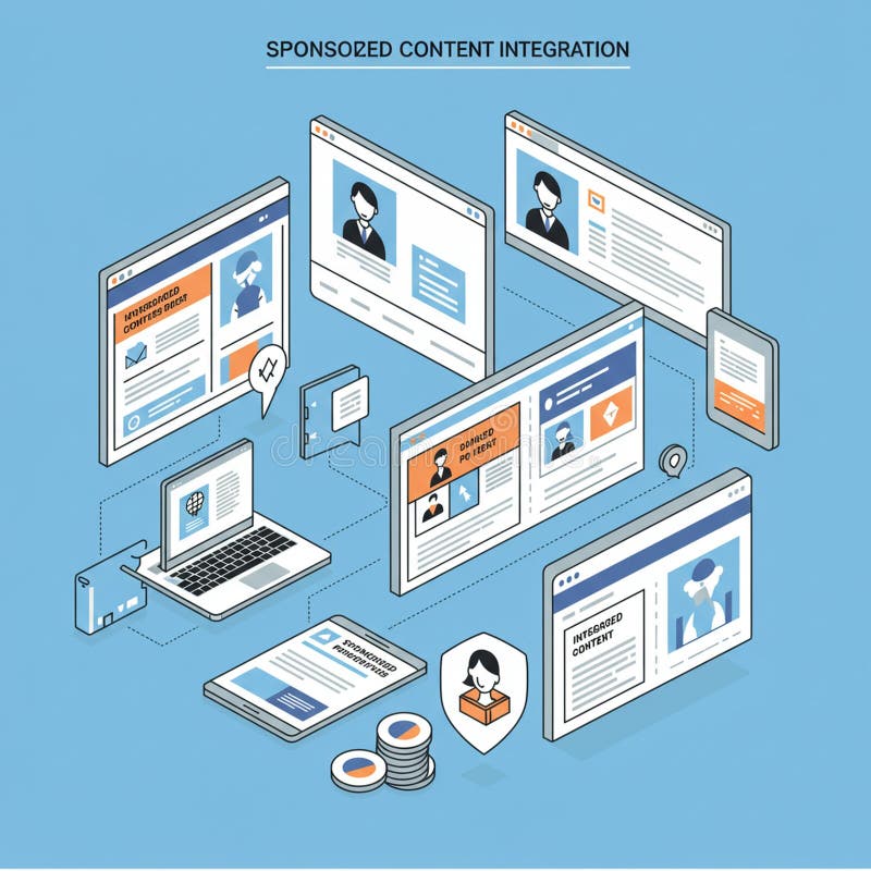 Isometric Illustration Depicting a Digital Content Integration Setup ...