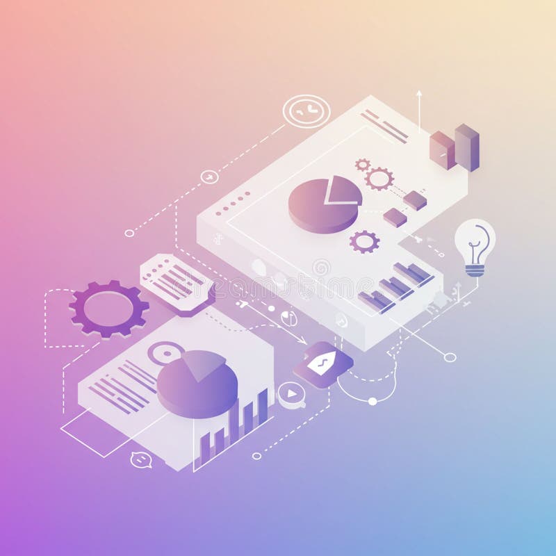 Isometric Illustration Depicting Digital Data Visualization. Features ...