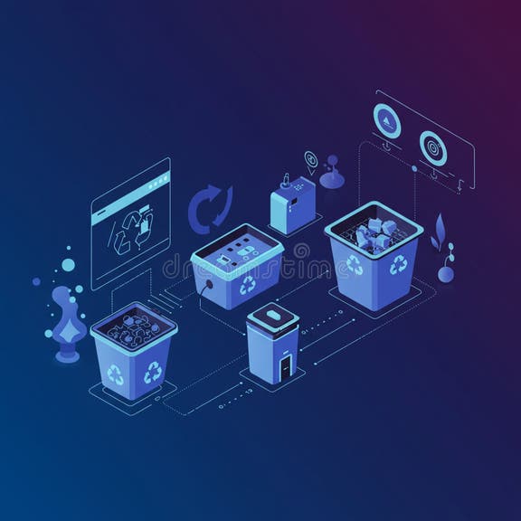 Isometric Illustration Depicting Digital Recycling and Waste Management ...