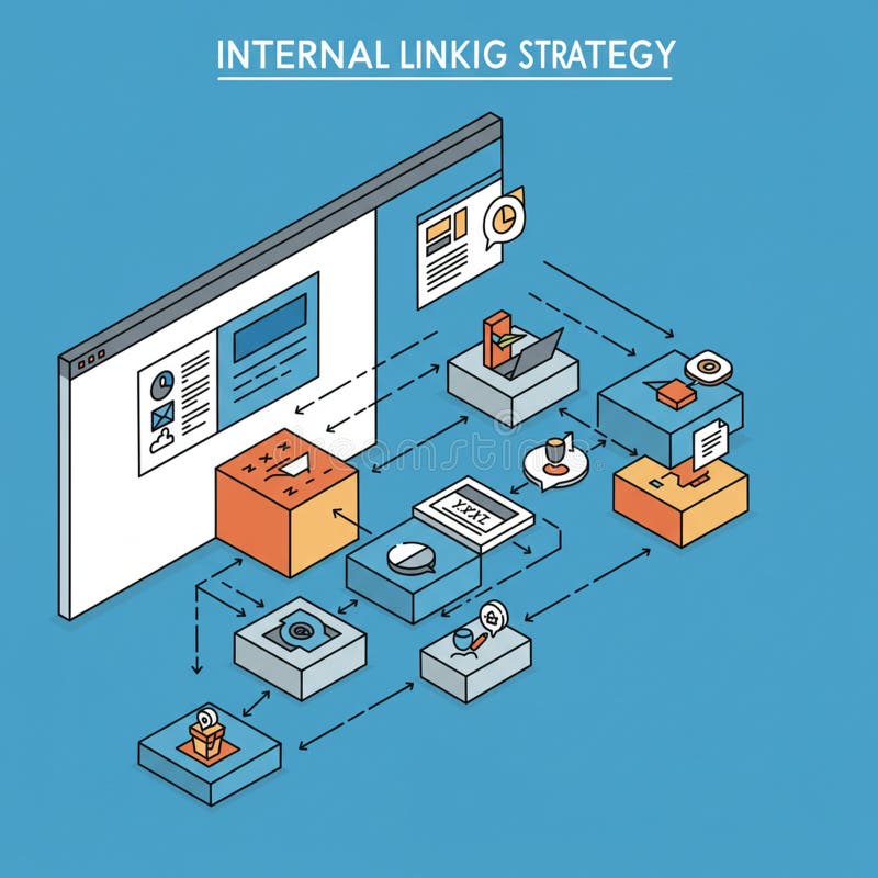 Isometric Illustration Depicting an Internal Linking Strategy. a Large ...