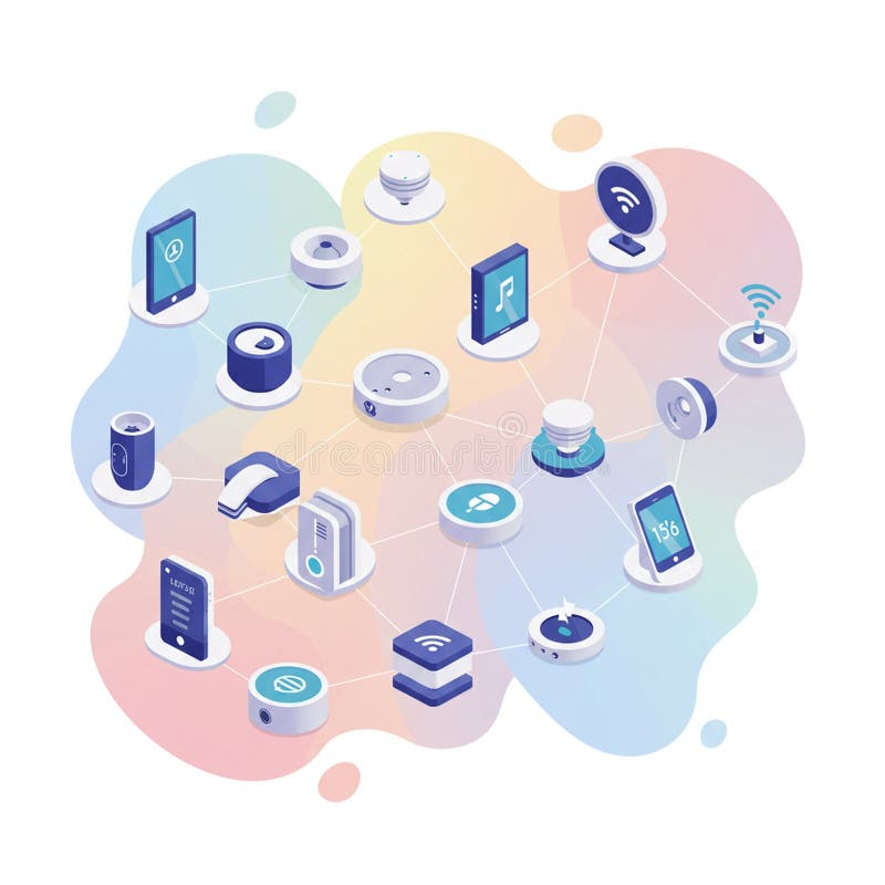 An Isometric Illustration Depicting a Network of Interconnected Smart ...