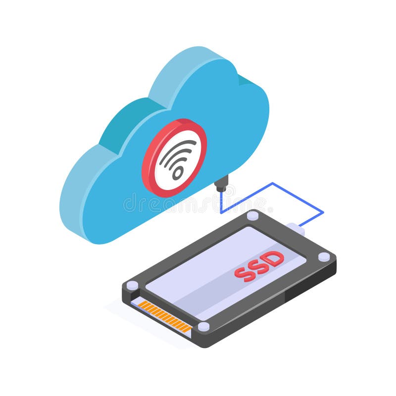 Isometric Illustration Depicts a Cloud Storage System Connecting To a ...