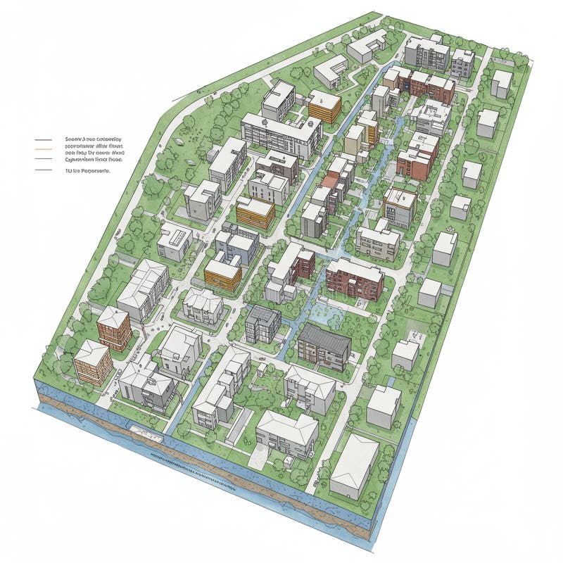 An Isometric Illustration Depicts a Planned Urban Development ...