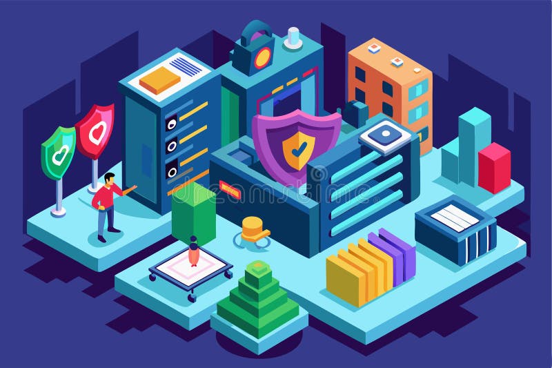 An Isometric Illustration Depicts Various Security Elements within a ...