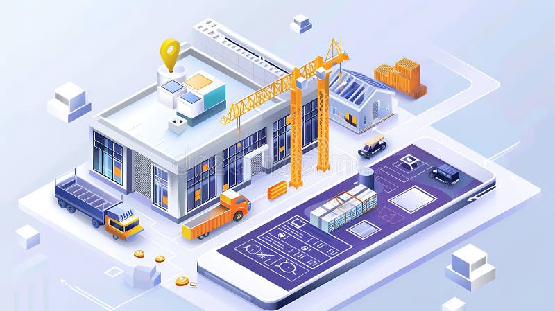 Isometric Illustration of a Digital Building Permit Application System ...