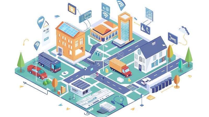 Isometric Illustration of a Digital Building Permit Application System ...