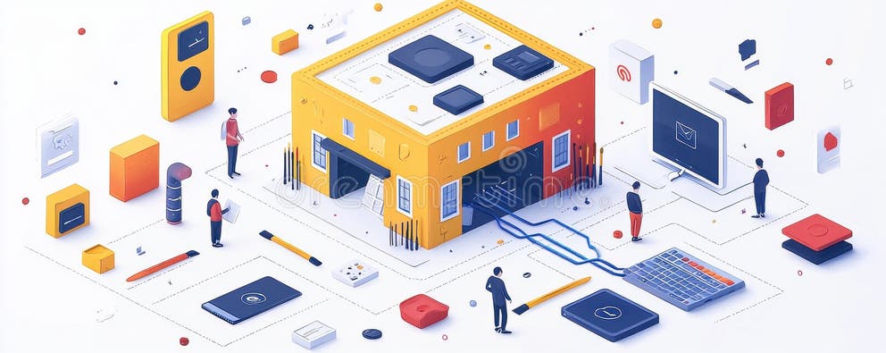 Isometric Illustration of a Digital Concept with Structured Elements ...