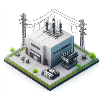 Isometric View of Modern Power Substation Stock Illustration ...