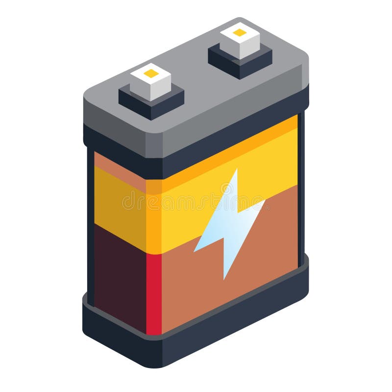 Isometric Battery with Lightning Bolt Illustration Stock Vector ...