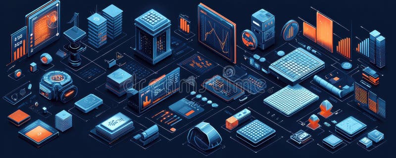Isometric Illustration Featuring Data Analytics and Visualization ...