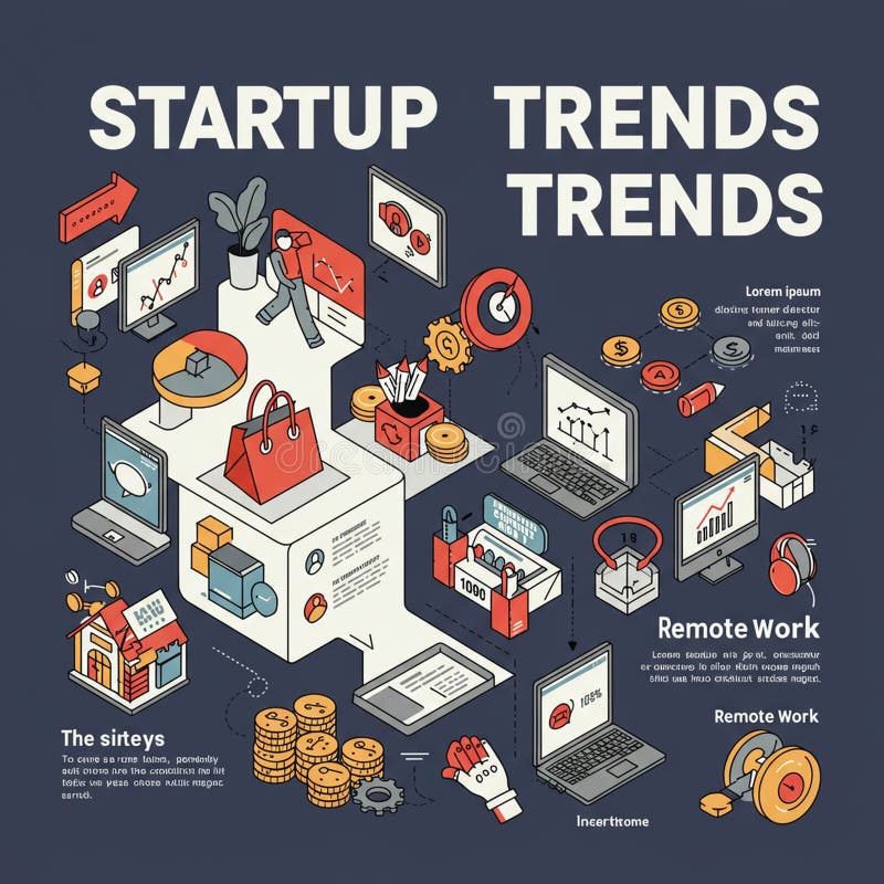 Isometric Illustration Featuring Digital Startup Trends. Elements ...