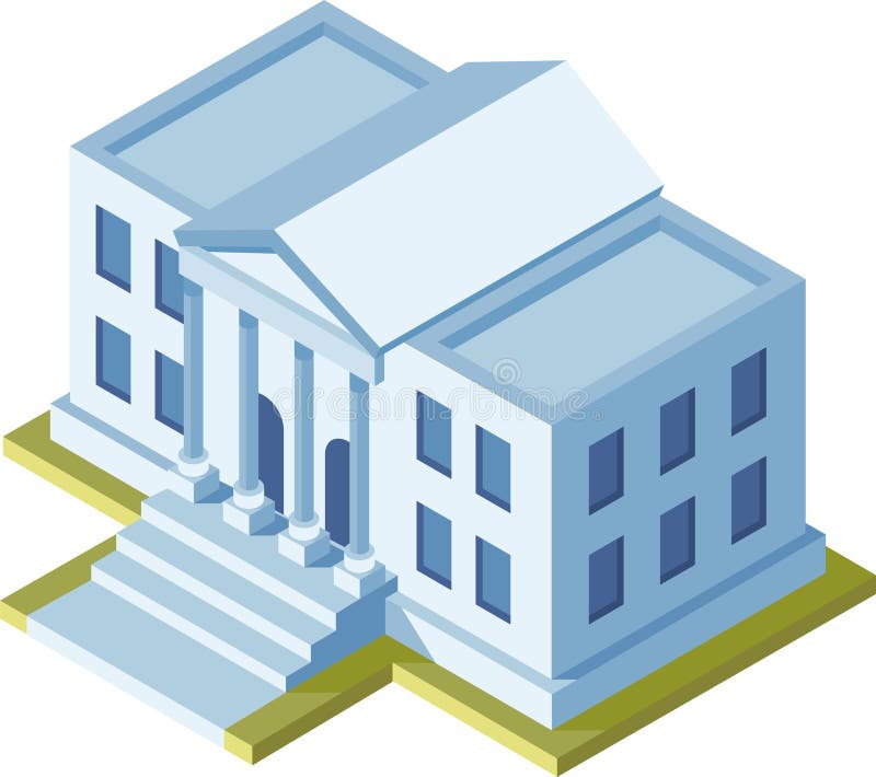Isometric Illustration Featuring a Large Government Building with ...