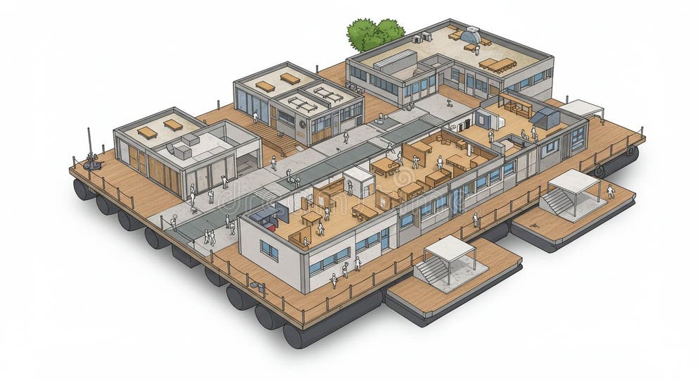 Floating Modular Structure Stock Illustrations – 202 Floating Modular ...