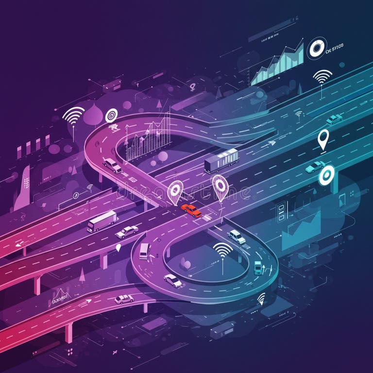 Isometric Illustration of a Futuristic Smart City Transportation ...