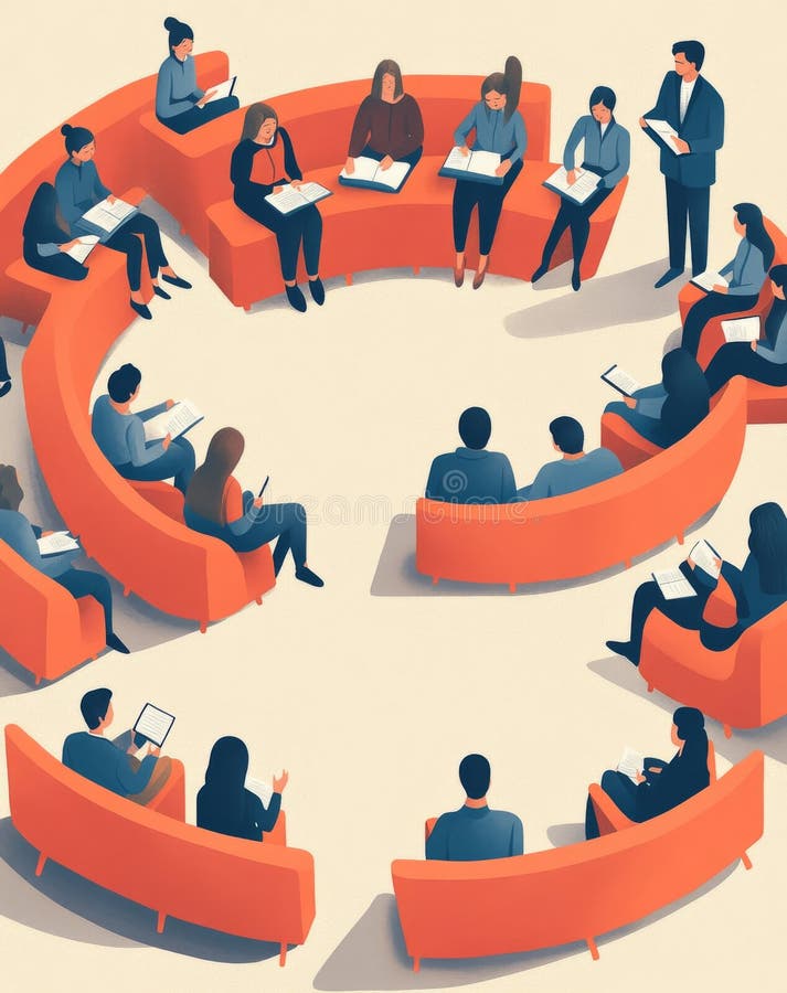 Isometric Illustration of Group Discussion in a Classroom Setting Stock ...