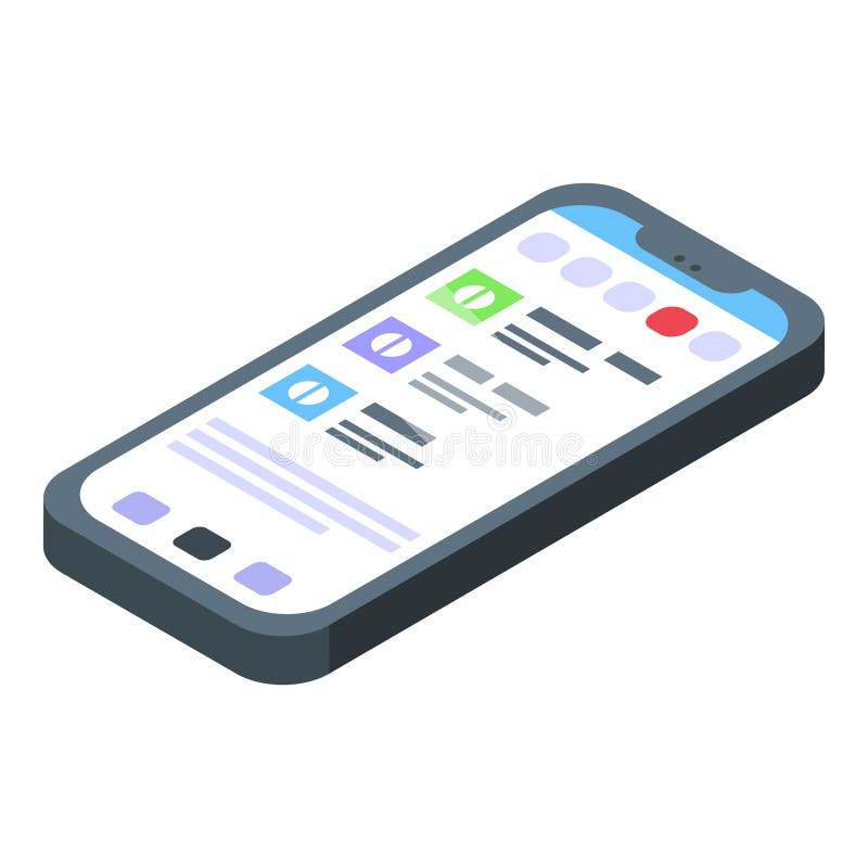 Isometric Illustration Highlighting a Modern Smartphone with a Colorful ...