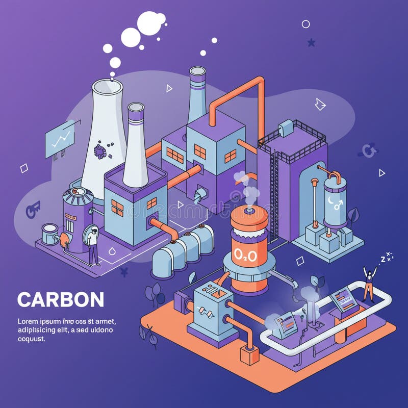 Isometric Illustration of an Industrial Facility Related To Carbon ...