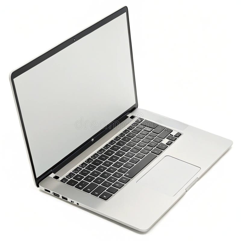 Isometric Laptop from Behind Isolated on White Background Stock ...