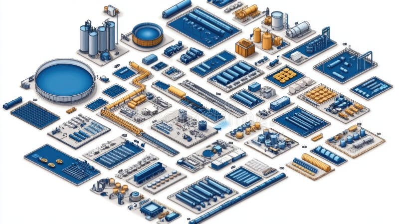 Isometric Industrial Facility Stock Image - Image of aerial, detail ...