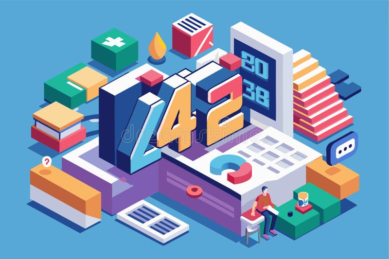 An Isometric Illustration of a Man Reviewing Data and Charts, with ... An Isometric Illustration of a Man Reviewing Data and Charts, with ...