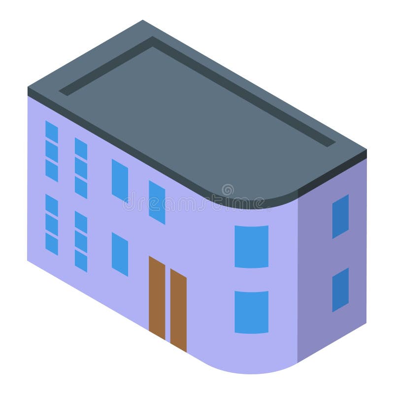 Isometric Illustration of Modern Blue Office Building Stock Vector ...