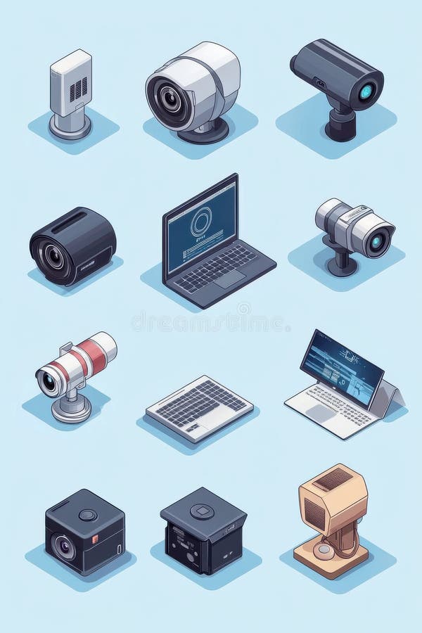 Isometric Illustration of Modern Digital Security and Surveillance ...