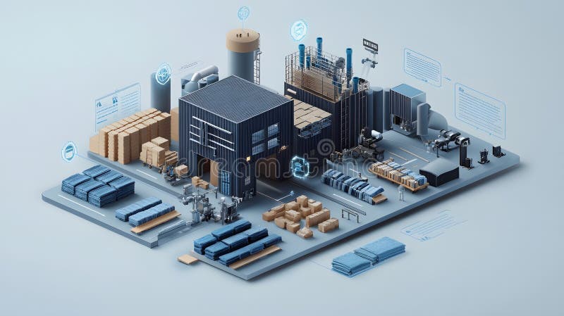 Isometric Pixel Art Factory Illustration Automated Processes and Data ...